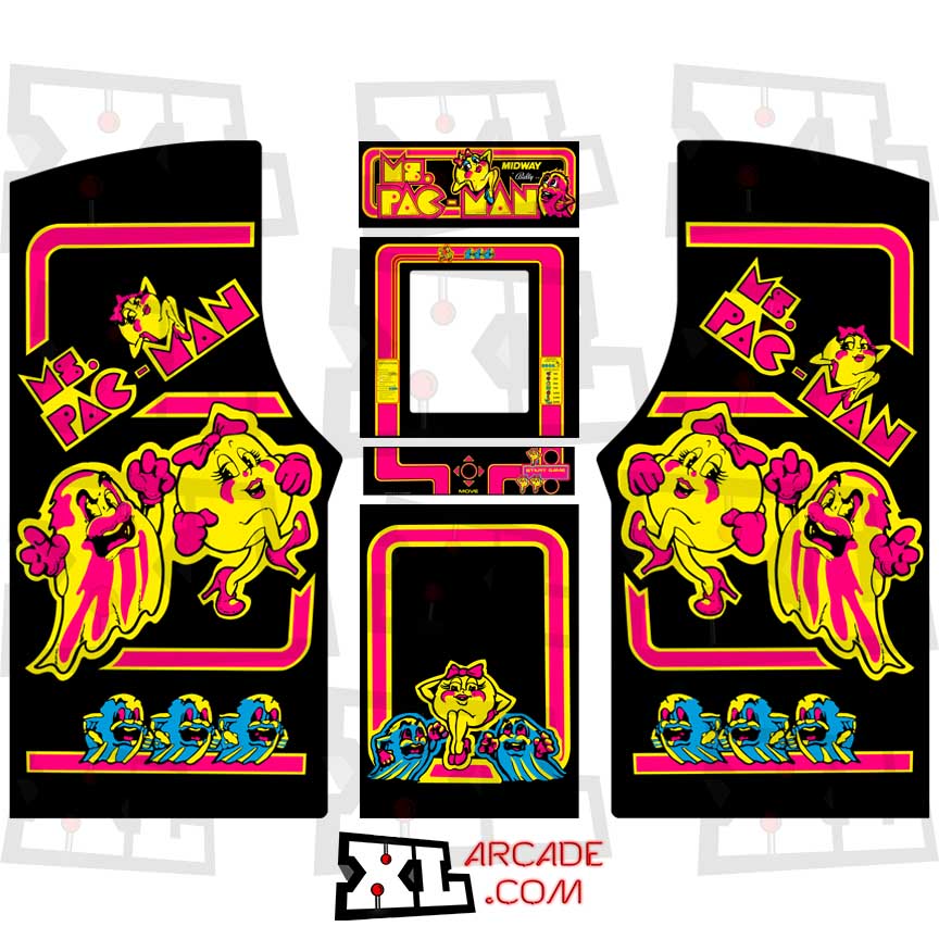 Ms Pac Man Black Complete Art Kit